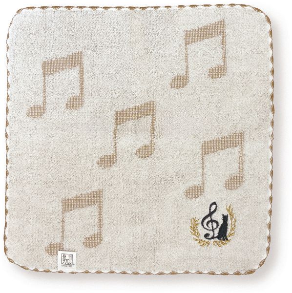 音楽関連グッズ | 刺繍付きジャガードタオルハンカチ 音楽とネコ | ヤマハの楽譜通販サイト Sheet Music Store